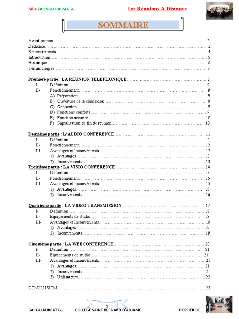 Avantages des Réunions à Distance | PDF | Vidéotéléphonie | Conférence ...