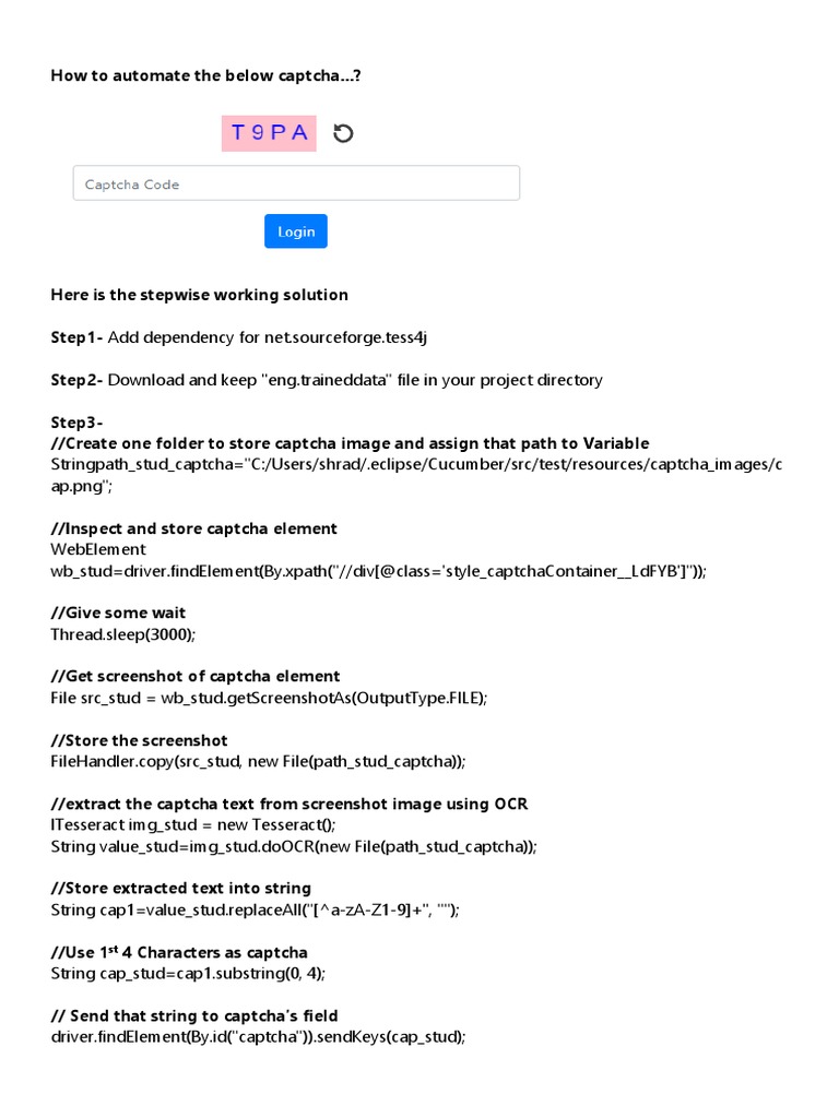 Automating Captcha with Tess4J in C# | PDF