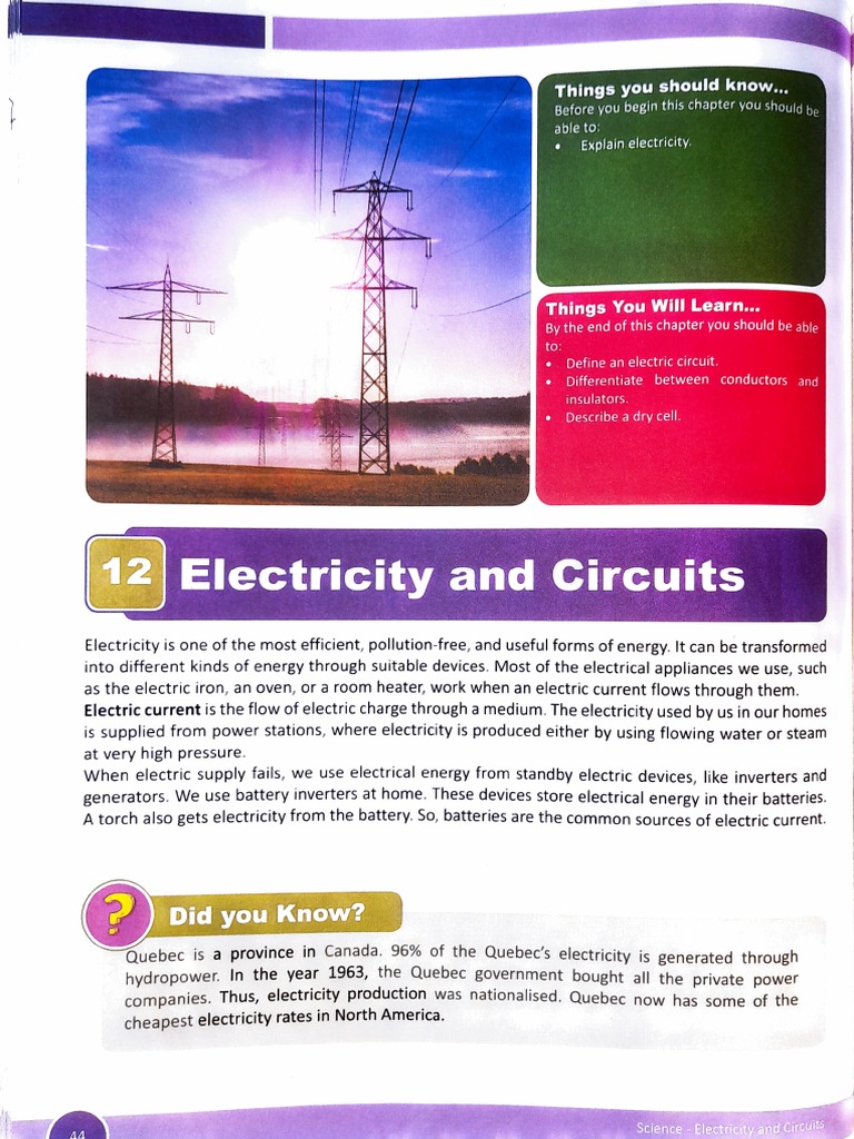 Electricity and Circuit Class 6 | PDF | Electrical Connector | Switch