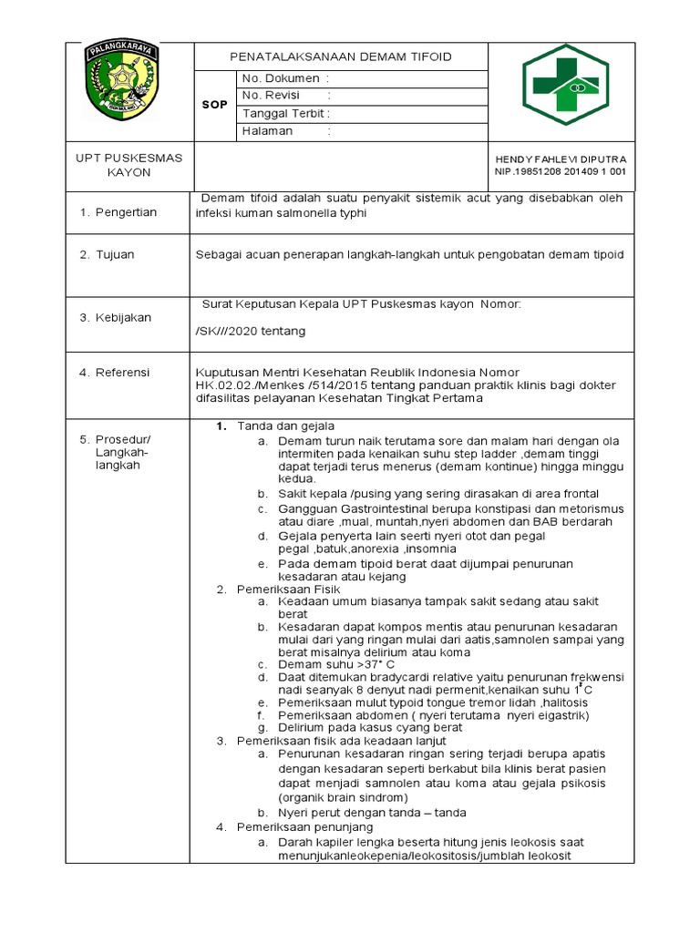 SOP Tatalaksana Typoid | PDF