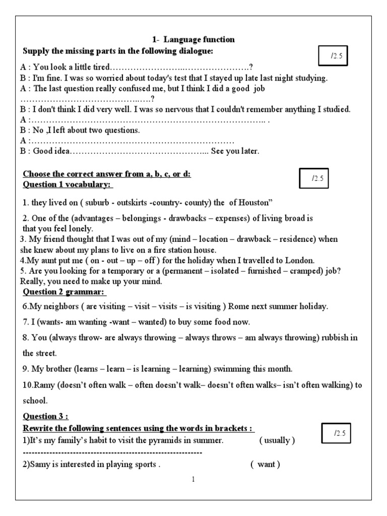 1st Prep. A.L EXAM Doaa Cycle 1 | PDF | Chess | Cognition