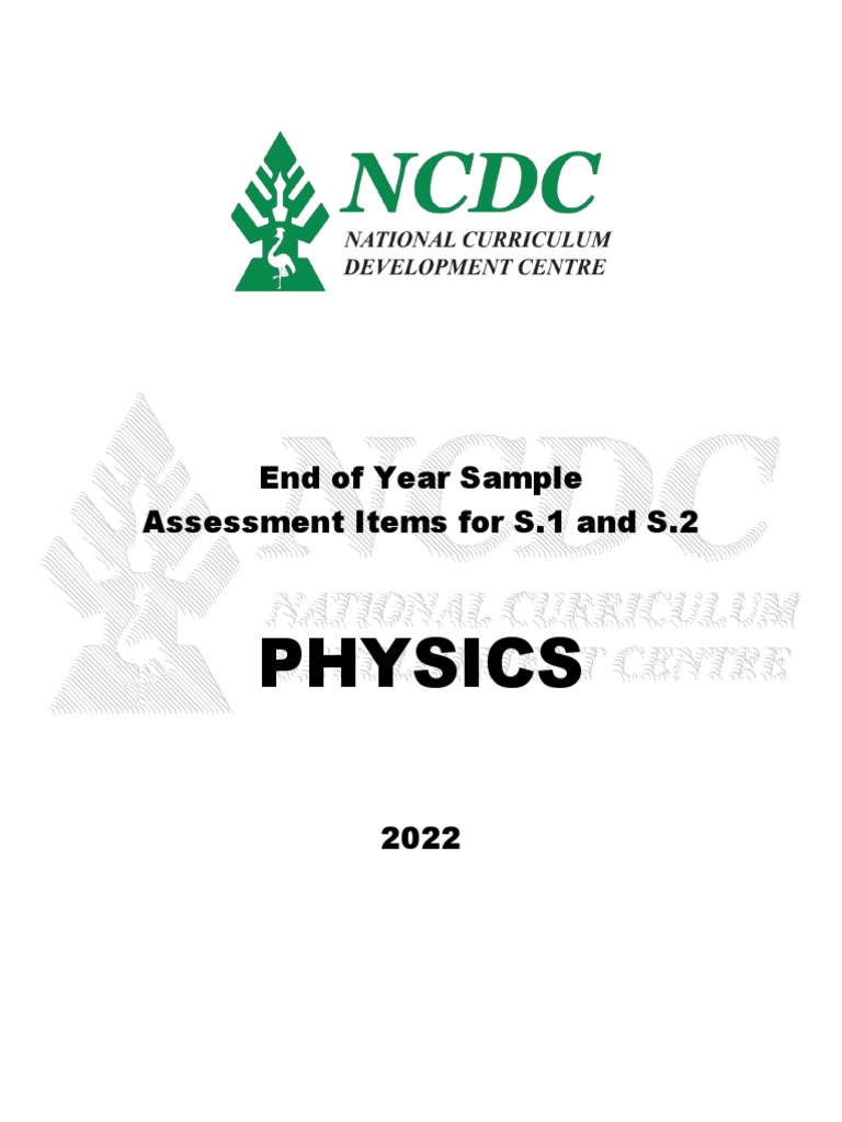 NCDC-S1-S2_Physics_Sample_Assessment_Items_2022-1 | PDF | Weight | Density
