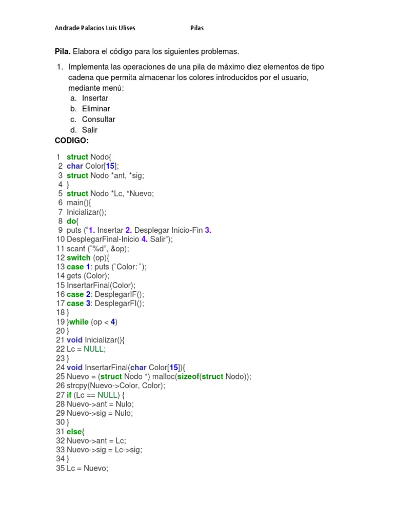 S2 - Ejercicios - Andrade Palacios Luis Ulises | PDF | Programación de computadoras | Informática