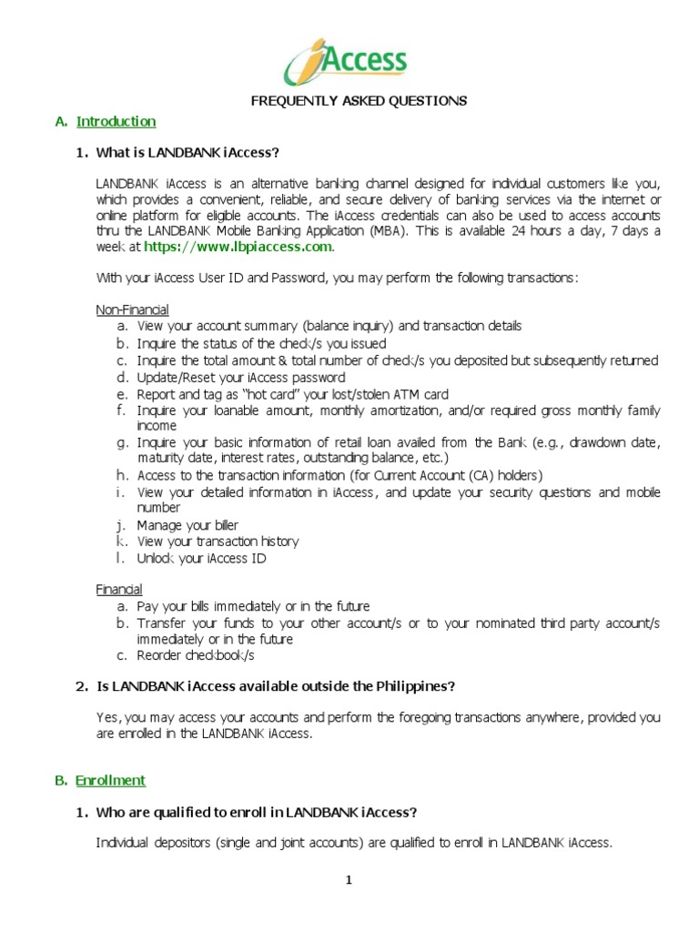Iaccess FAQs 04.11.2023 PDF | PDF | Transaction Account | Cheque