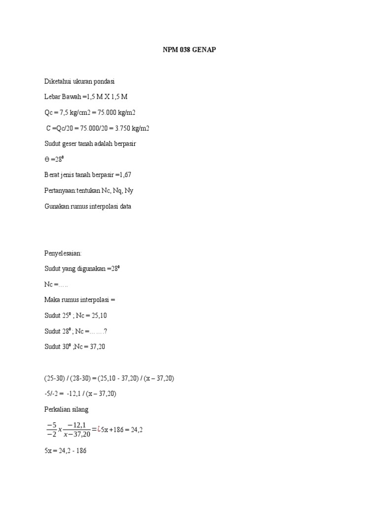 Desain Pondasi Dengan Cara Interpolasi | PDF