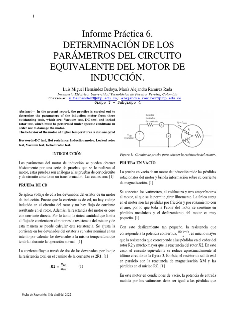 Informe 6 | PDF | Motor eléctrico | Corriente eléctrica