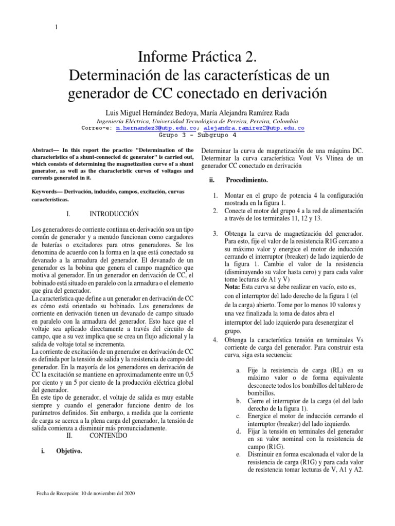 Informe 2 | PDF | Generador eléctrico | Inductor