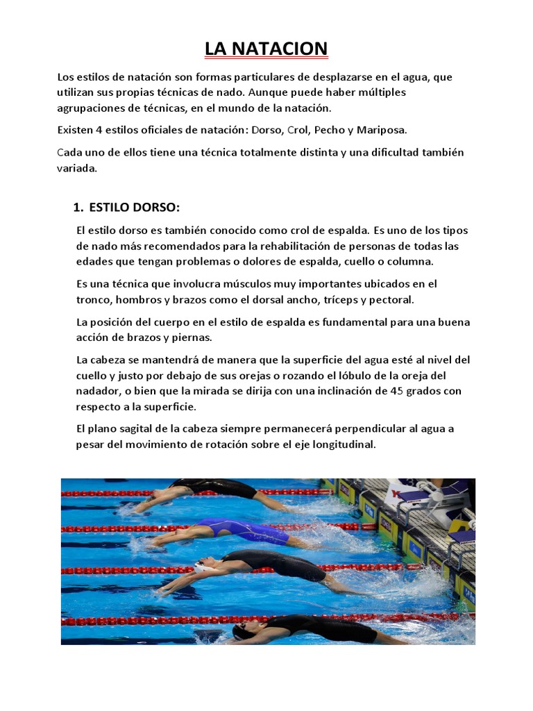 La Natacion | PDF | Nadando | Deportes individuales