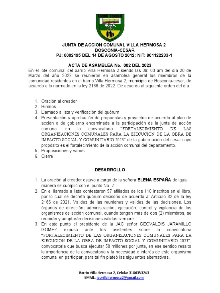 Villa Hermosa 2 | PDF | Quórum | Gobierno