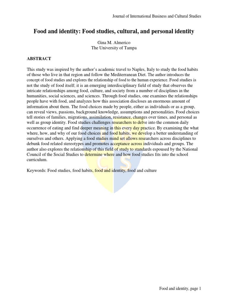 Food and Identity - Food Studies, Cultural, and Personal Identity PDF ...