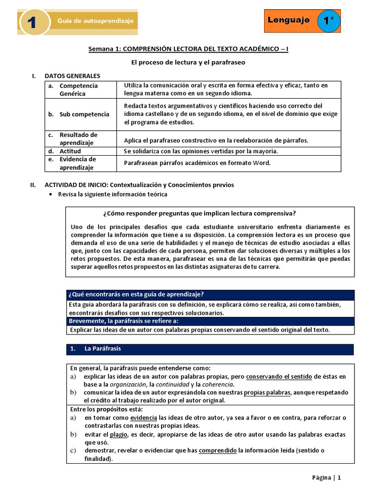 L1-Gap S1 PDF | PDF | Comprensión lectora | Ciencia cognitiva