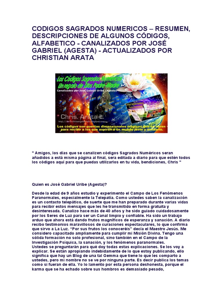 Codigos Sagrados Numericos Actualizados | PDF | María, madre de Jesús ...