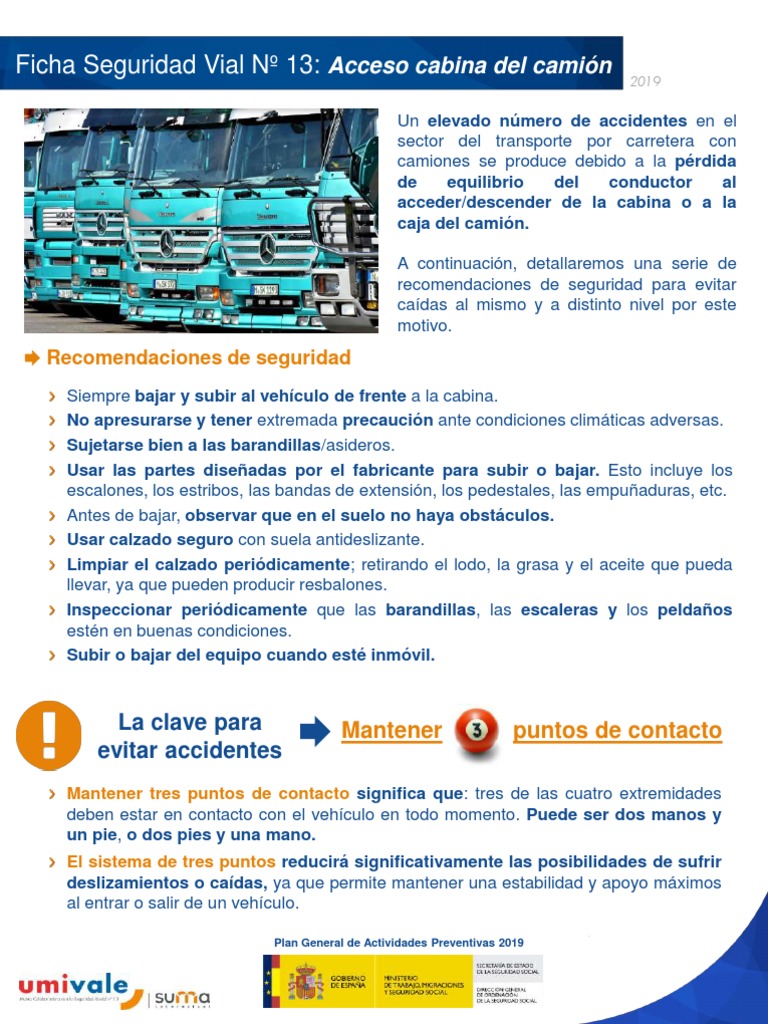 Ficha Seguridad Vial N 13 Acceso Cabina Del Cami N | PDF | Camión | Seguridad vial