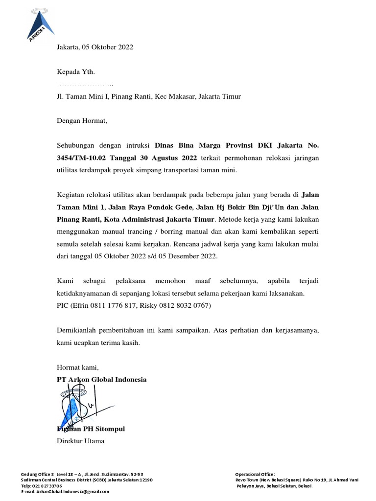 20201005 Surat Ijin Kerja Arkon | PDF