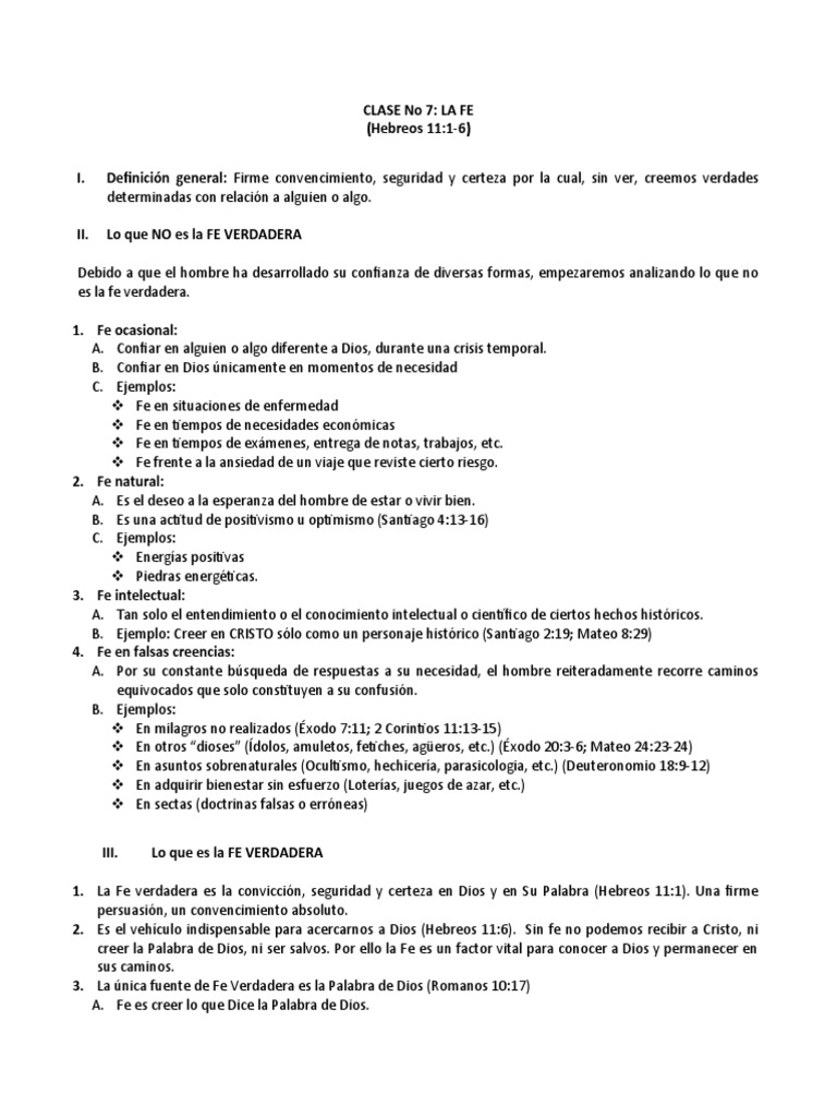 CLASE No 7 LA FE | PDF | Fe | Creencia religiosa y doctrina