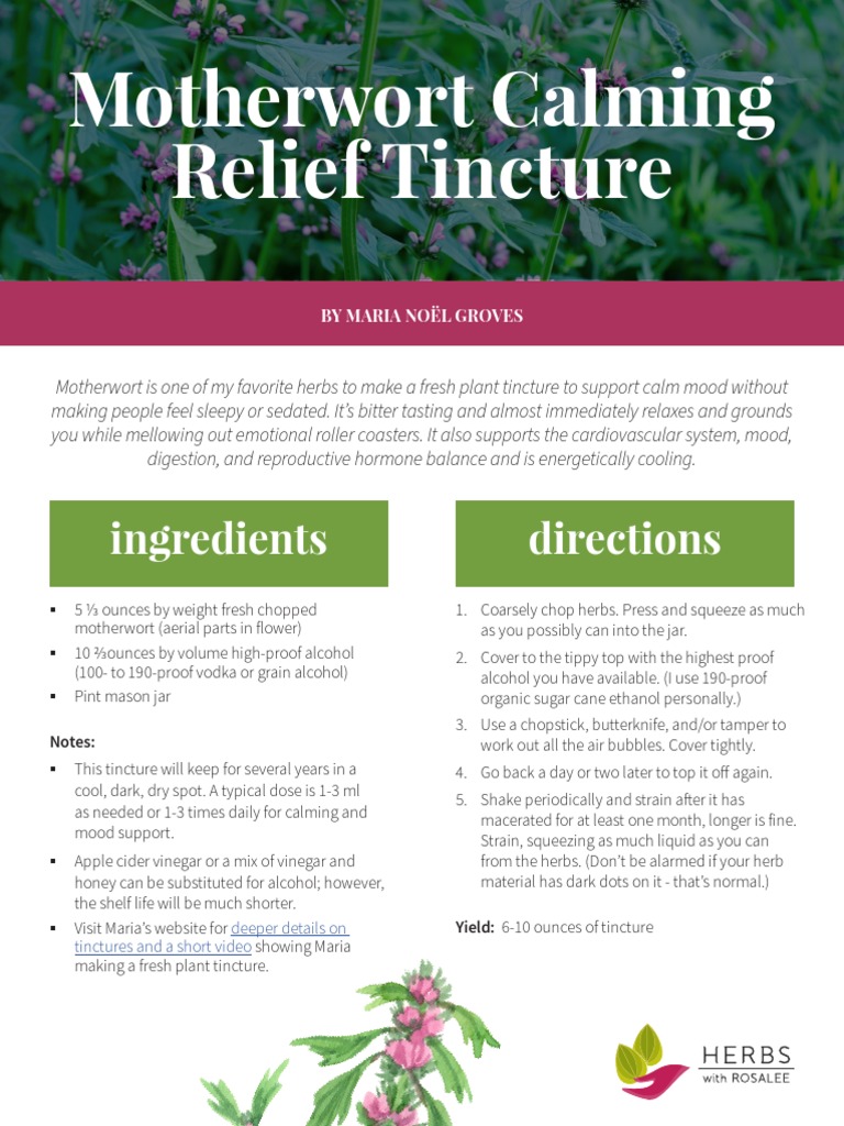 POD Maria Motherwort Tincture Color | PDF | Ethanol | Food And Drink