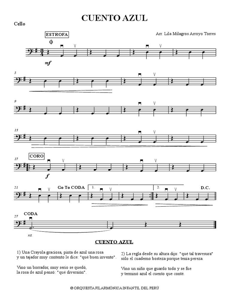 Cuento Azul - Cello | PDF