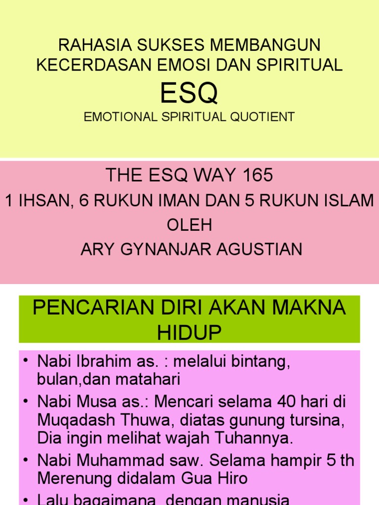 Kecerdasan Emosi dan Spiritual ESQ 165 | PDF | Karier & Perkembangan ...