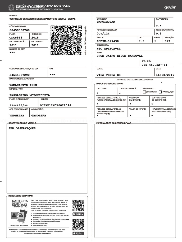 CRLV Maxul | PDF | Carteira de Motorista | Transporte