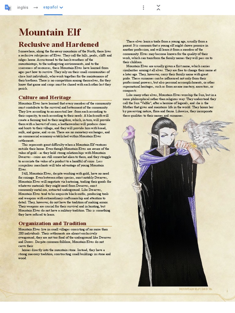 Mountain Elf - The Homebrewery | PDF | Elf (Dungeons & Dragons) | Elves