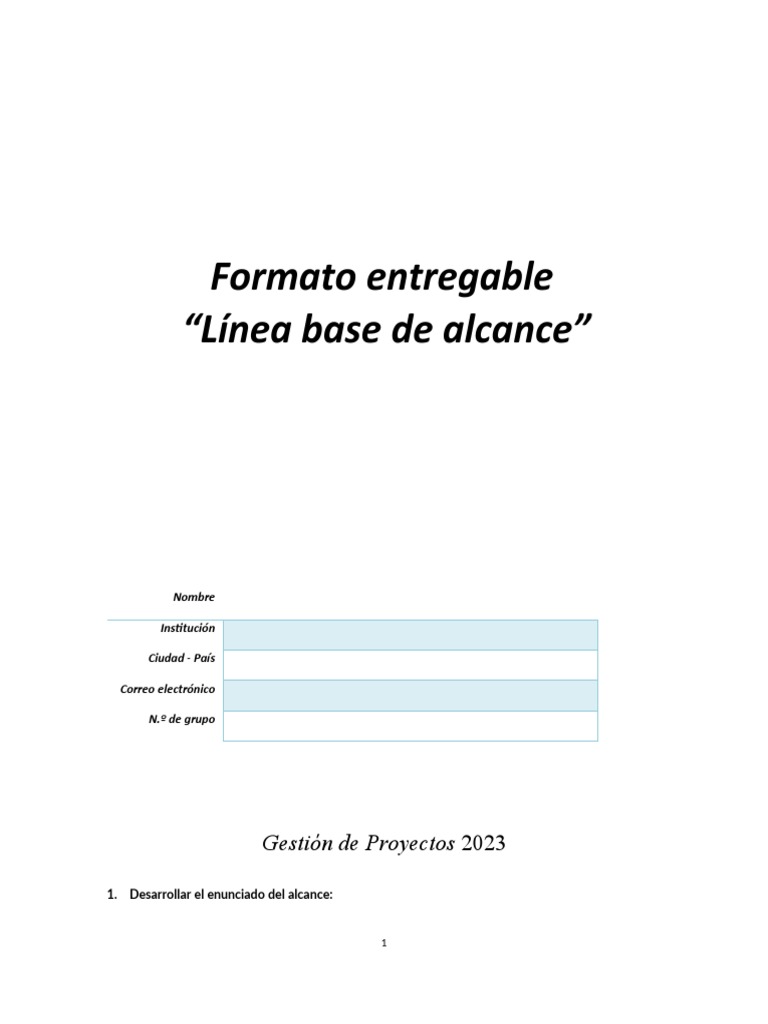 E2.3 - EJEMPLO - Línea Base de Alcance | PDF | Fotovoltaica