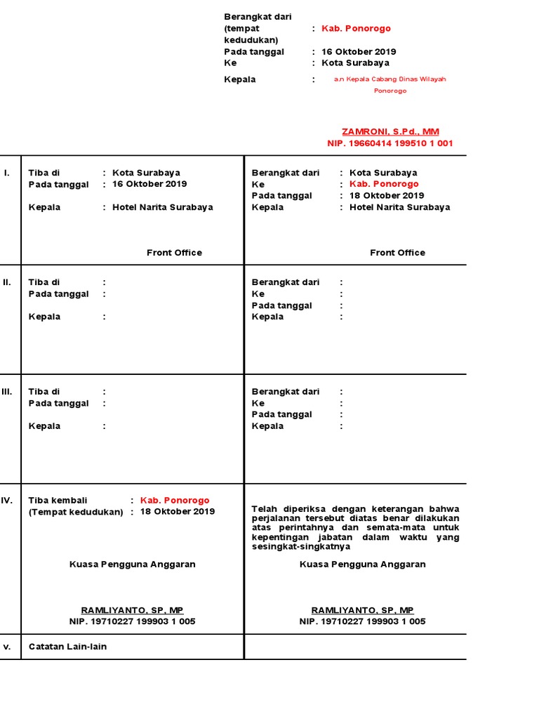 Laporan Perjalanan Dinas SPPD Desa | PDF