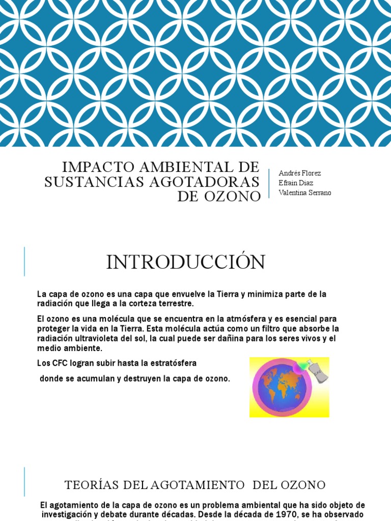 Impacto Ambiental de Sustancias Agotadoras de Ozono | PDF | Agotamiento del ozono | Ozono