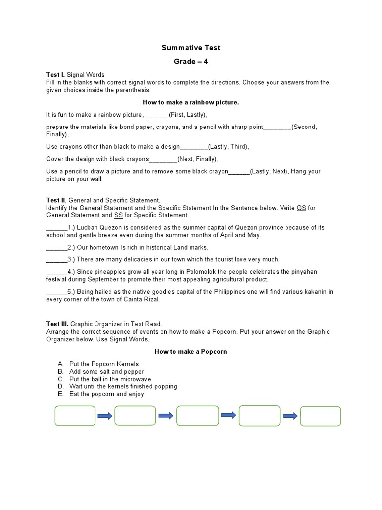 Summative Test English 4 | PDF