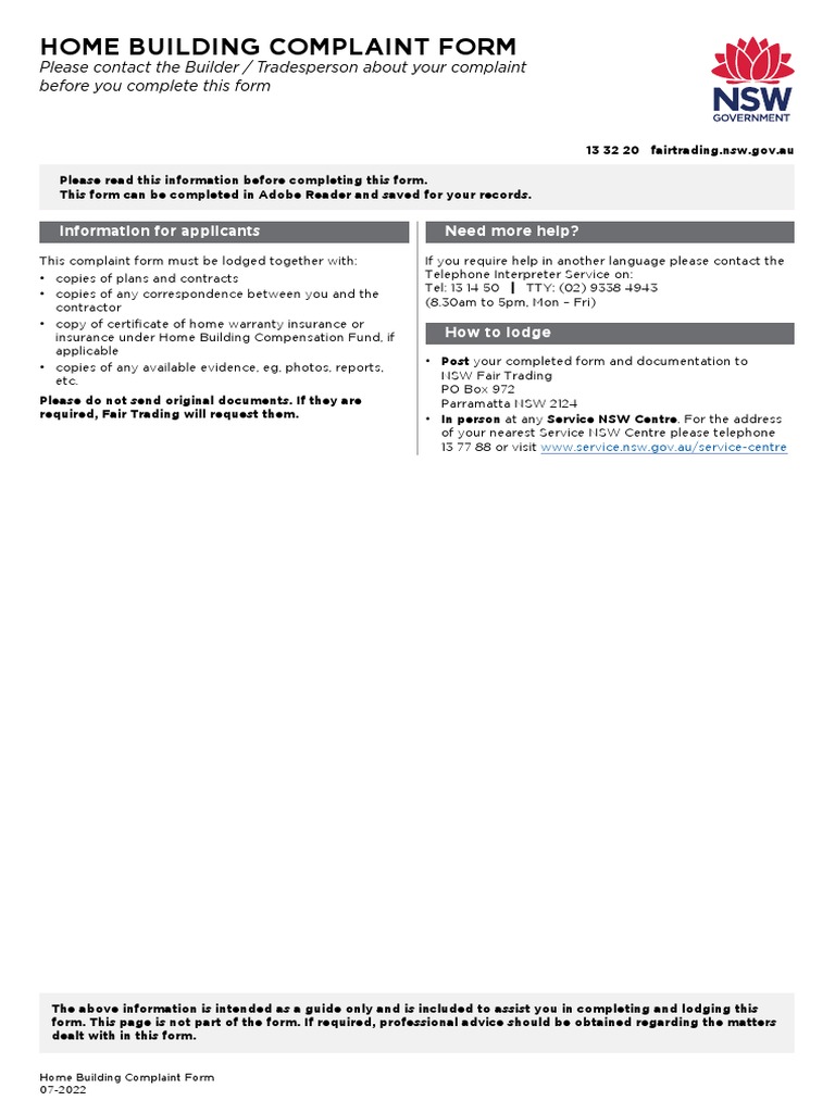 Home Construction Complaint Guide | PDF | Privacy | Information