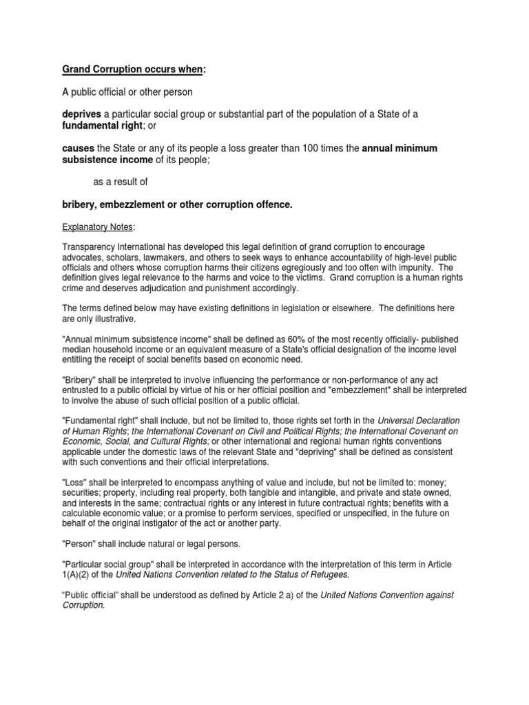 Grand Corruption Definition With Explanation | Download Free PDF ...