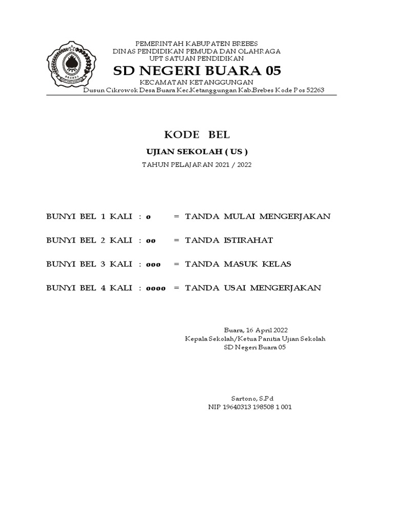 Kode Bel Ujian | PDF