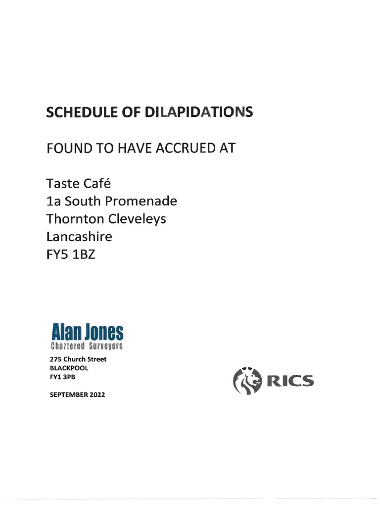 TASTE SCHEDULE OF DILAPIDATION | PDF