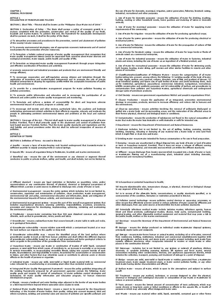 Ra 9275 | PDF | Water Resources | Groundwater