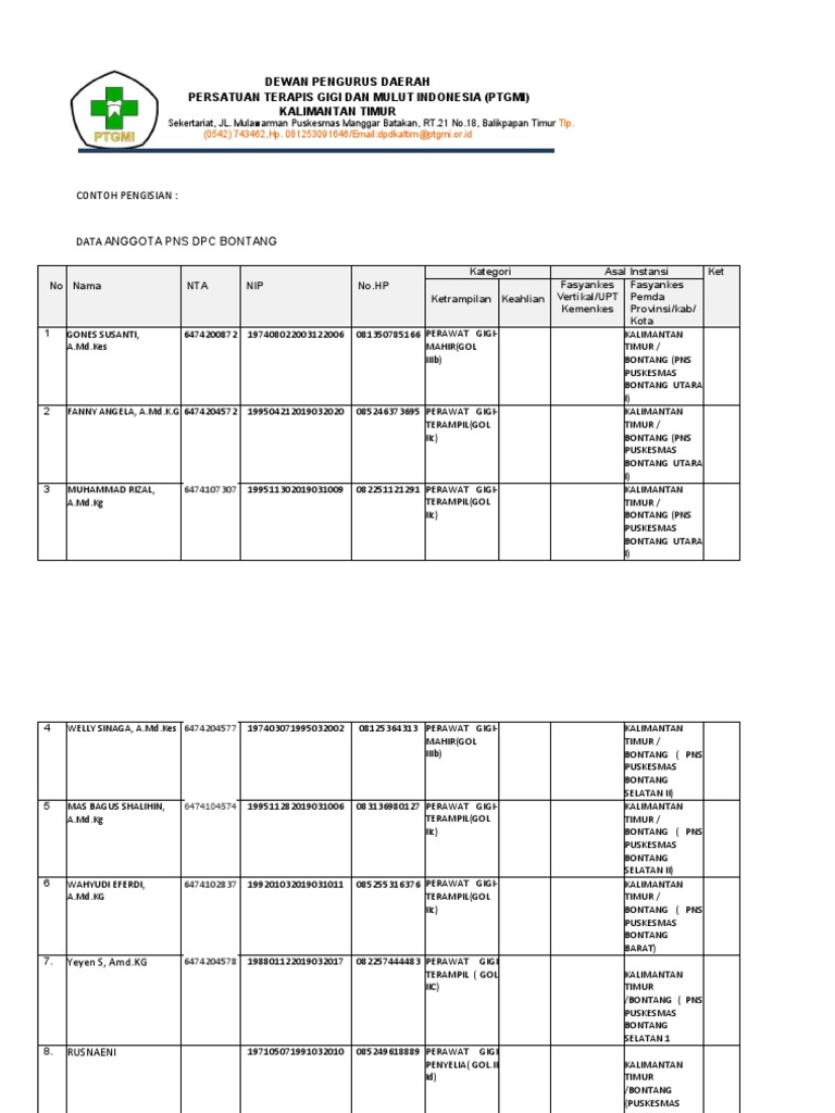 Contoh Format Pengisian Data Asn | PDF