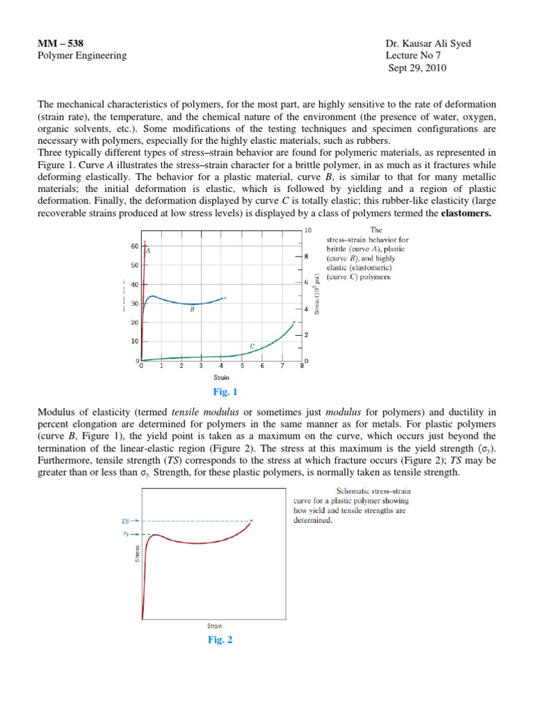 Lecture No 1 07 Of Polymer Engineering Pdf Deformation