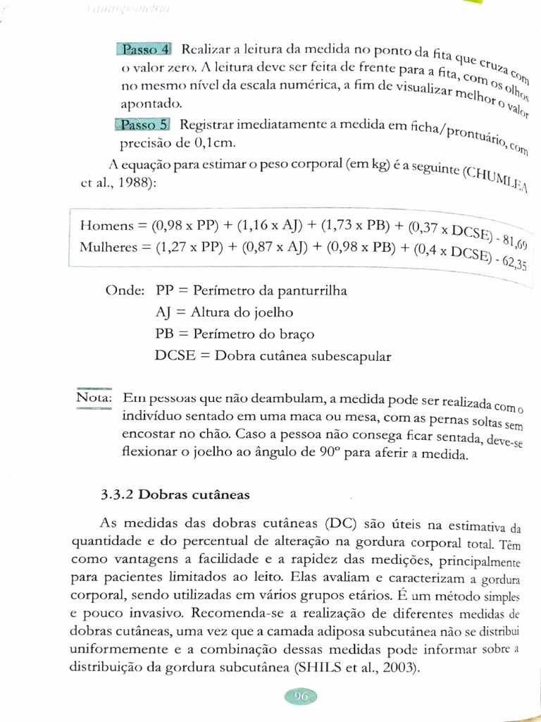 Cópia de O Método Antropométrico Parte III - Livro SISVAN | PDF | Pressão | Pé (unidade de medida)