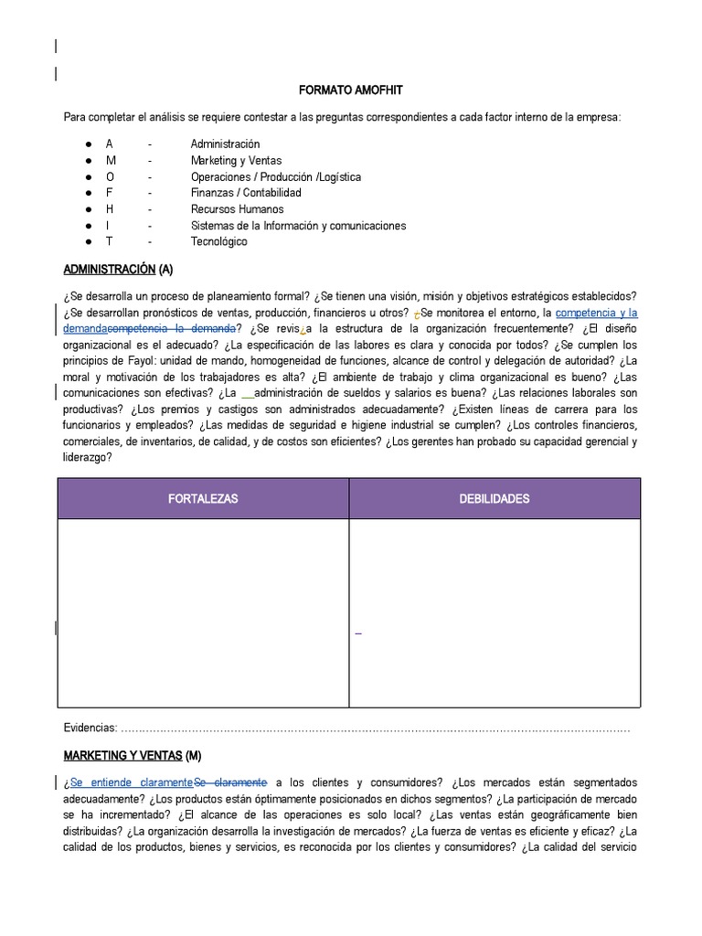 Formato Amofhit | PDF | Marketing | Sistema de informacion