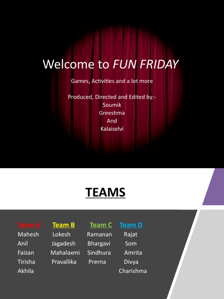 Welcome To FUN FRIDAY | PDF