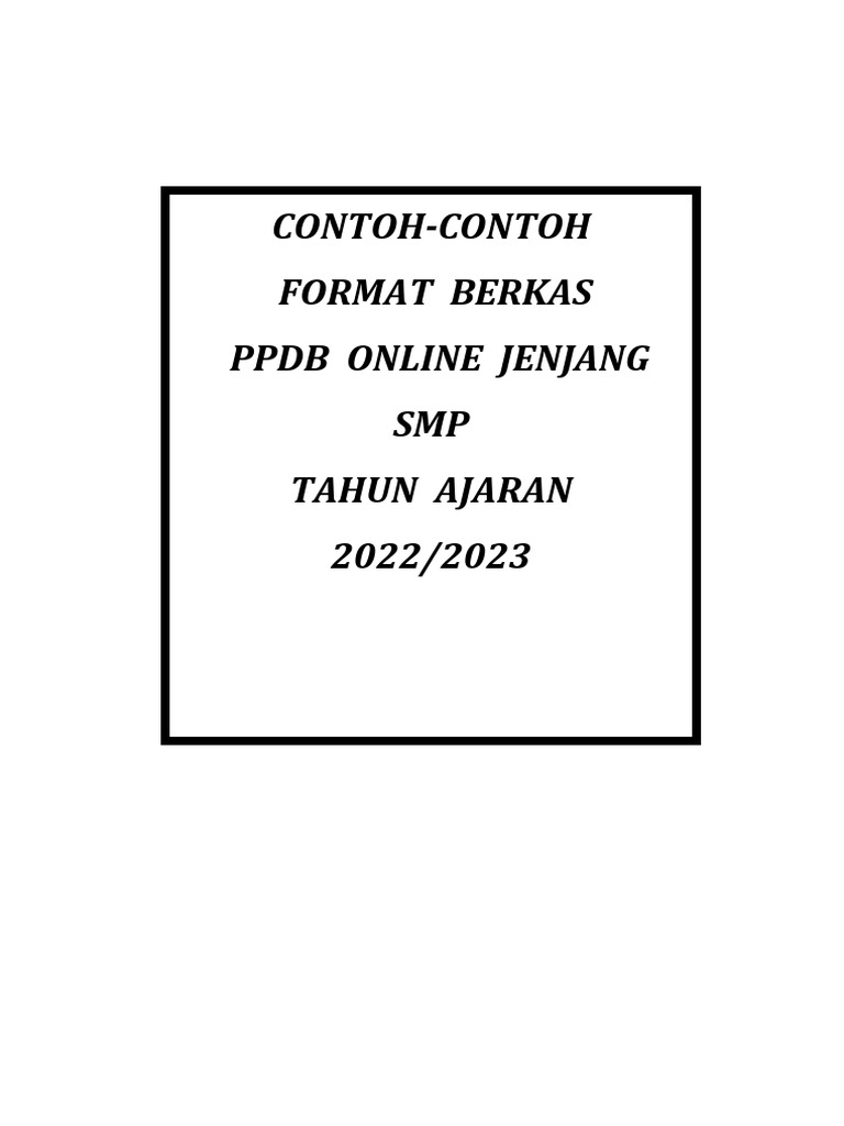 FORMAT BERKAS PPDB ONLINE | PDF