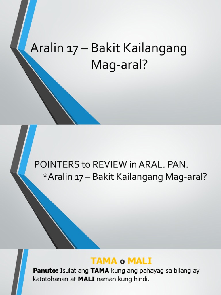Aralin 17 Bakit Kailangang Mag Aral | PDF