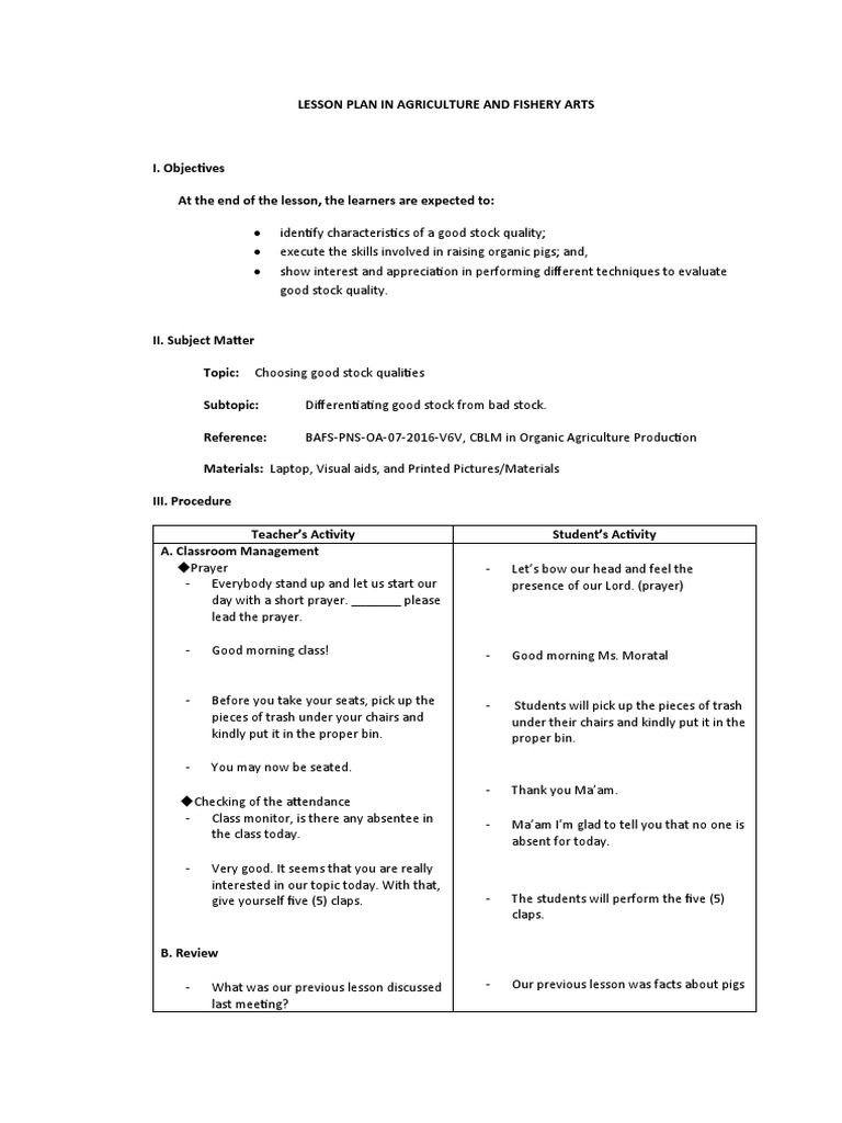 Lesson Plan (4a's) | PDF