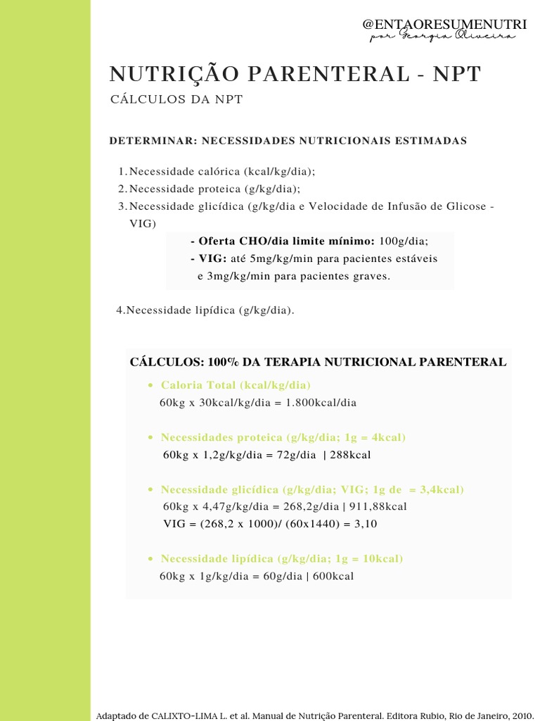 Resumo - Cálculo NP e Remondaçoes | PDF | Química | Nutrição