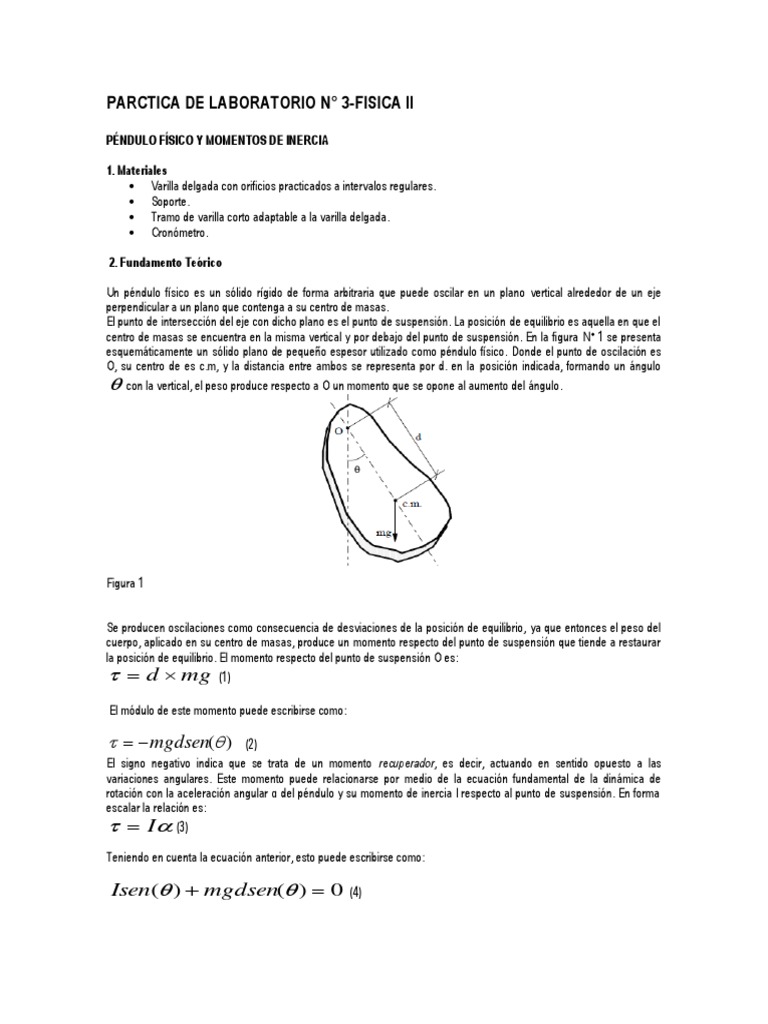 pendulo fisico y momentos de inercia | PDF