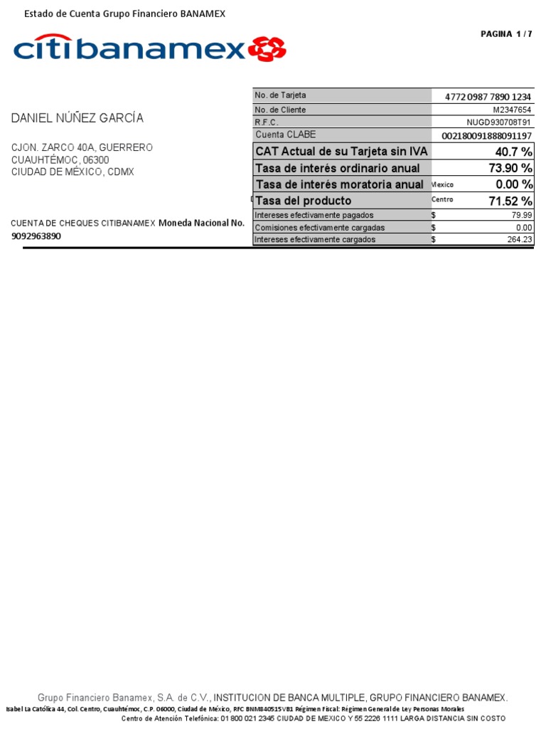 ESTADO DE CUENTA BANAMEX.docx | PDF | Tarjeta de crédito | Bancos