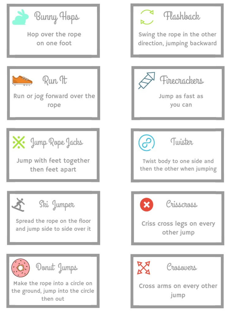 Jump Rope Games Printable Cards | PDF