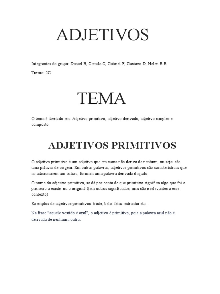 Adjetivos Pdf Adjetivo Palavra
