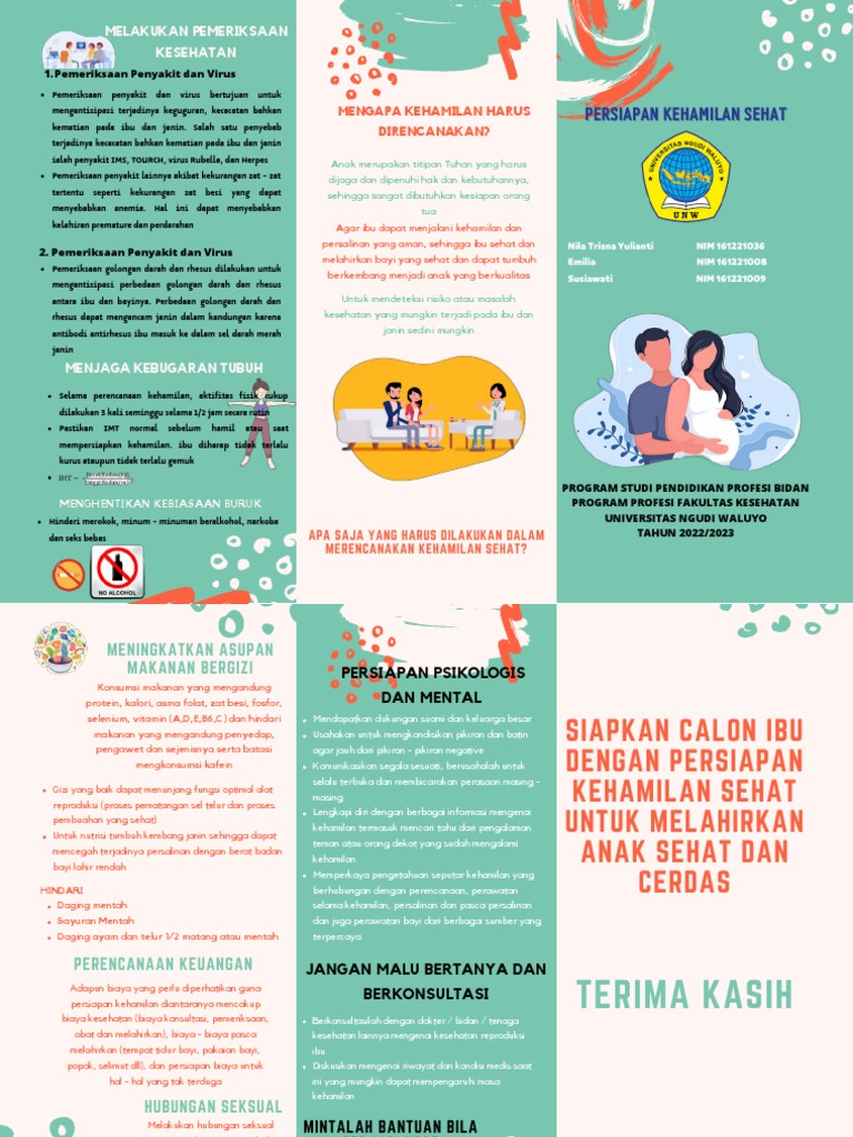 Leaflet Catin Persiapan Kehamilan Sehat PDF | PDF