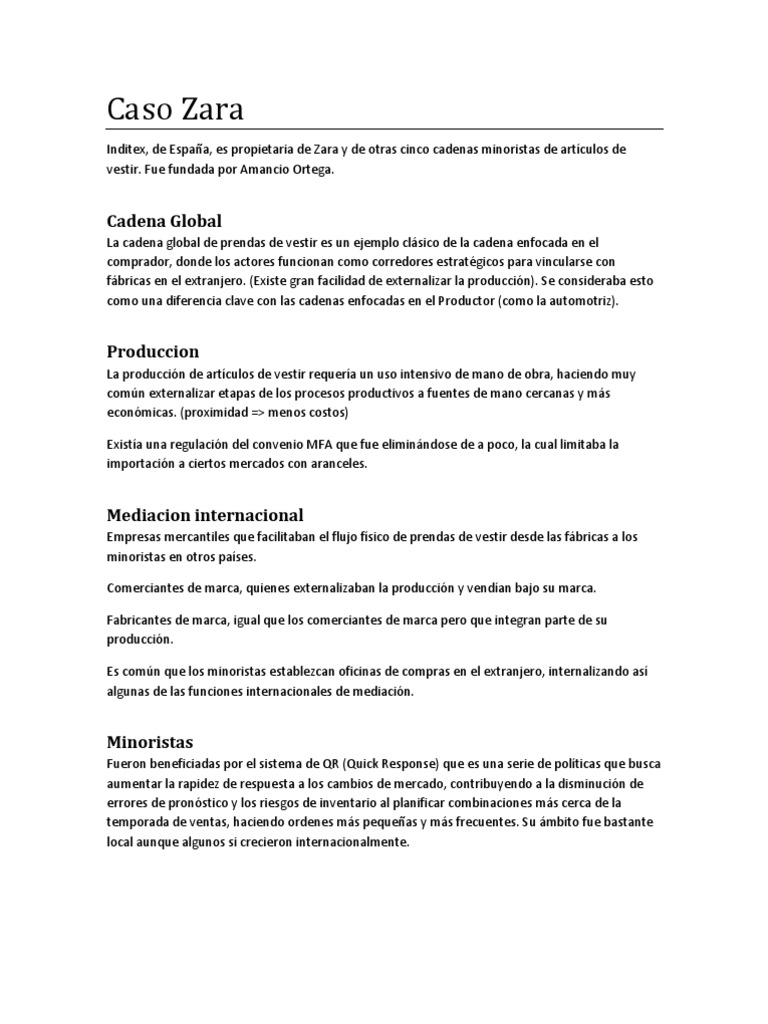 Resumen Zara Moda Rapida | PDF | Distribución (comercial) | Mercado ...