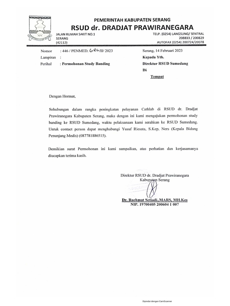 Permohonan Study Banding Ke Rsud Sumedang PDF | PDF
