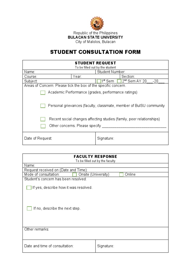 Student Consultation Request Form | PDF | Career & Growth | Social Science
